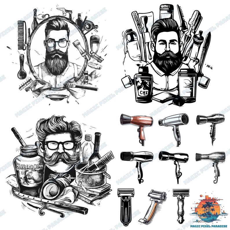 Barber Mega Bundle SVG | Barber Designs Clipart | Hairstylist SVG ...