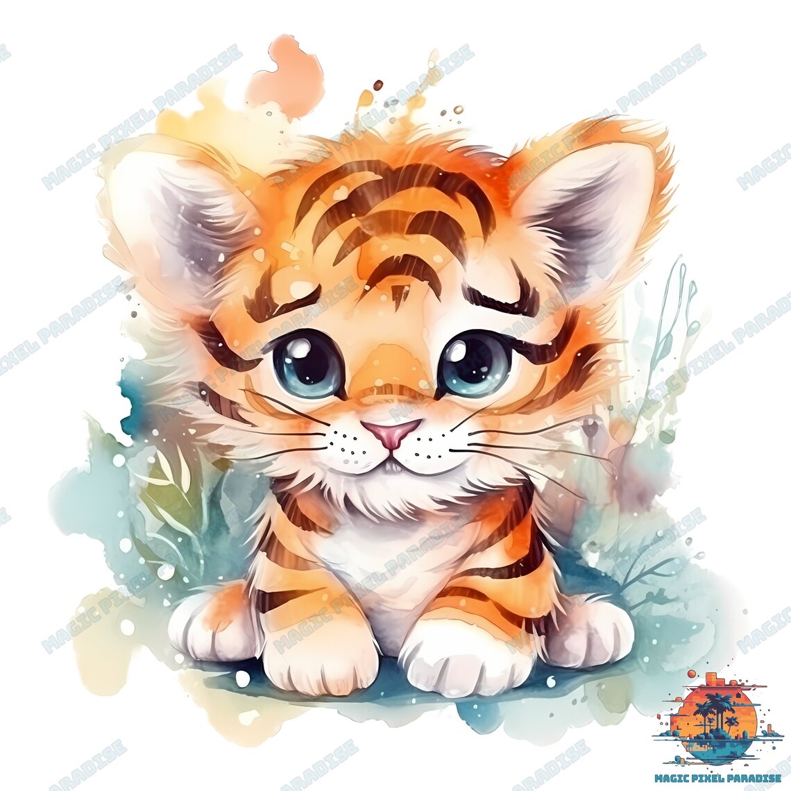 4 Cute Funny Baby Tigers PNG | Watercolor Tigers | Cute Animals PNG ...