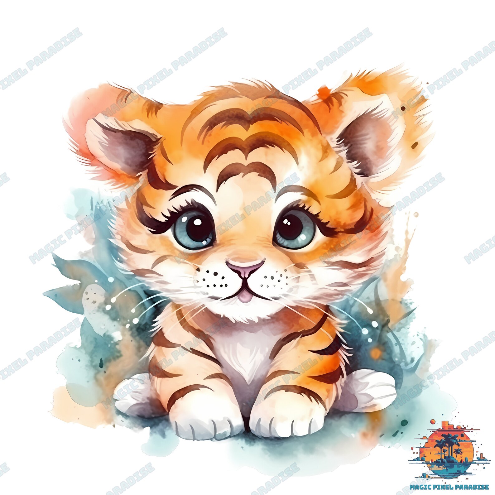 4 Cute Funny Baby Tigers PNG | Watercolor Tigers | Cute Animals PNG ...