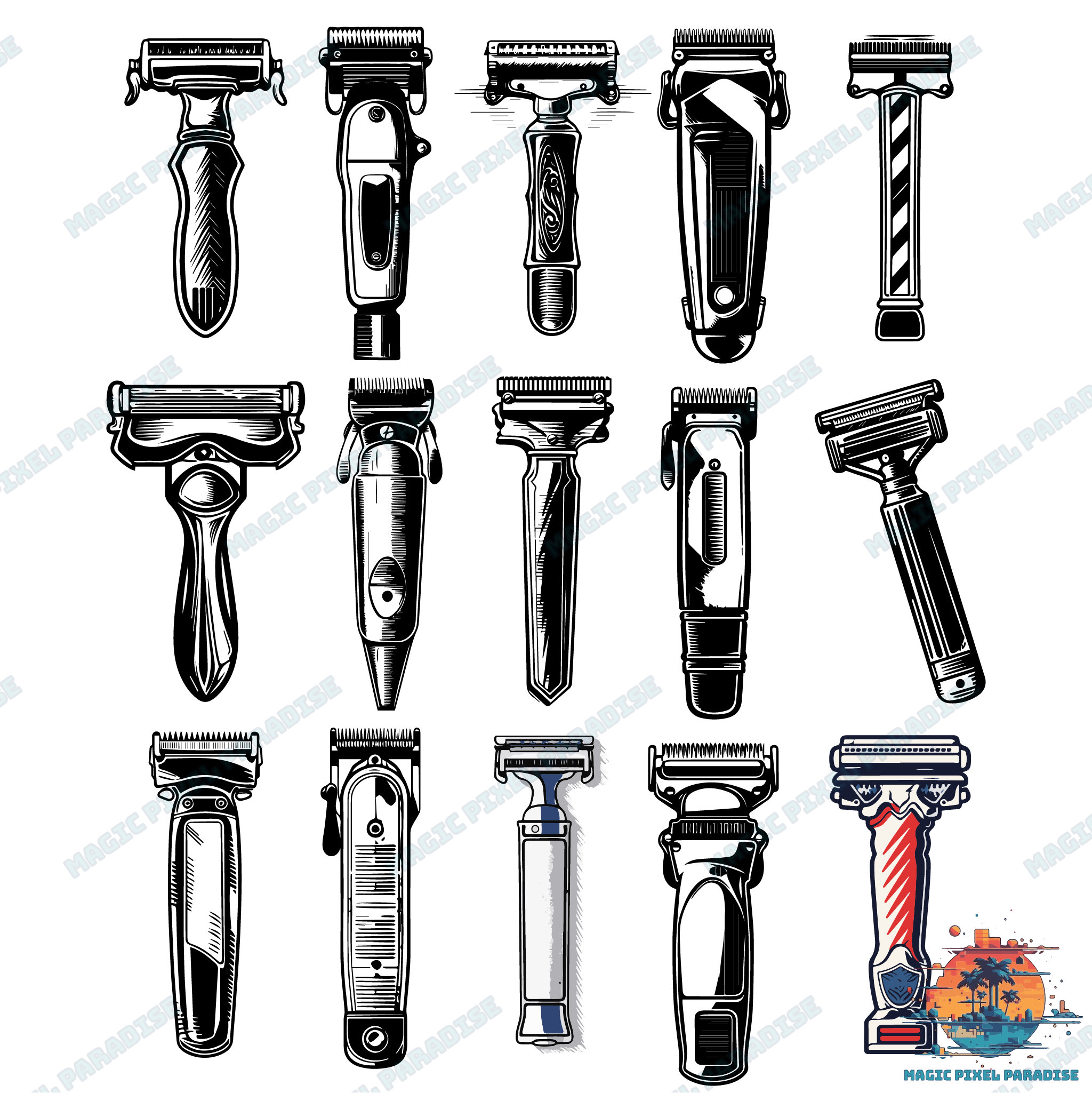 Barber Mega Bundle SVG Barber Designs Clipart Hairstylist SVG Digital ...