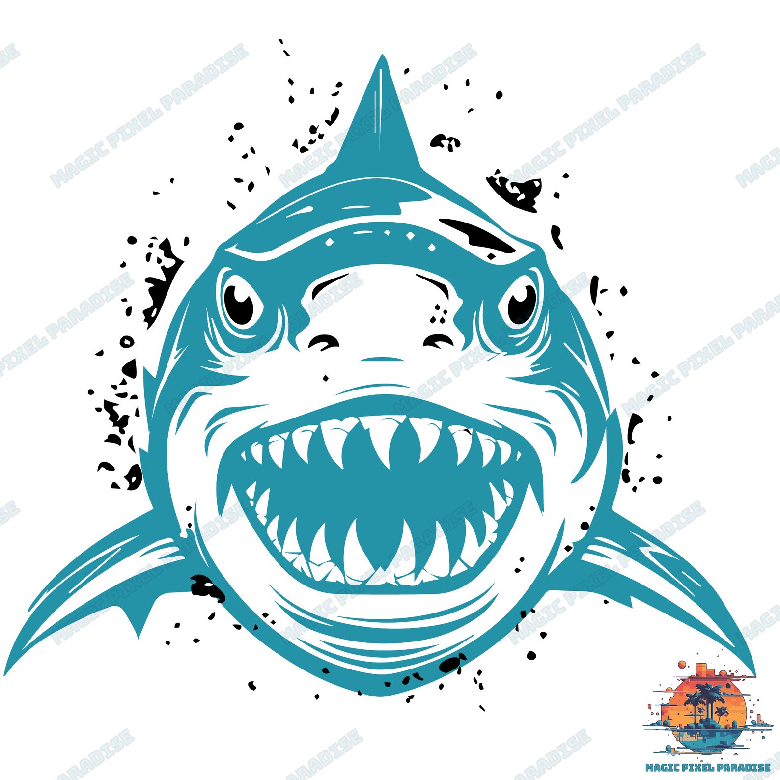 Shark in the Ocean Svg, Shark Design Svg, Shark Svg, Shark in Bubbles ...