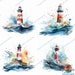 Watercolor Lighthouses Clipart Cute Nautical Ocean Clip Art Graphics in ...