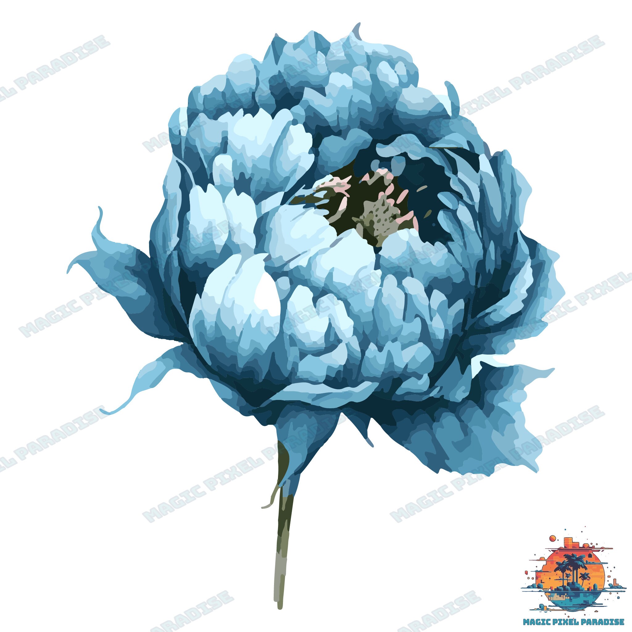 Watercolor Blue Peony Clipart | Peonies in SVG and PNG | Artful Art Svg ...