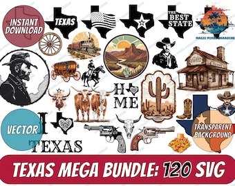 Texas SVG Bundle, Hand Drawn Vector Silhouette, Texas Outline SVG ...