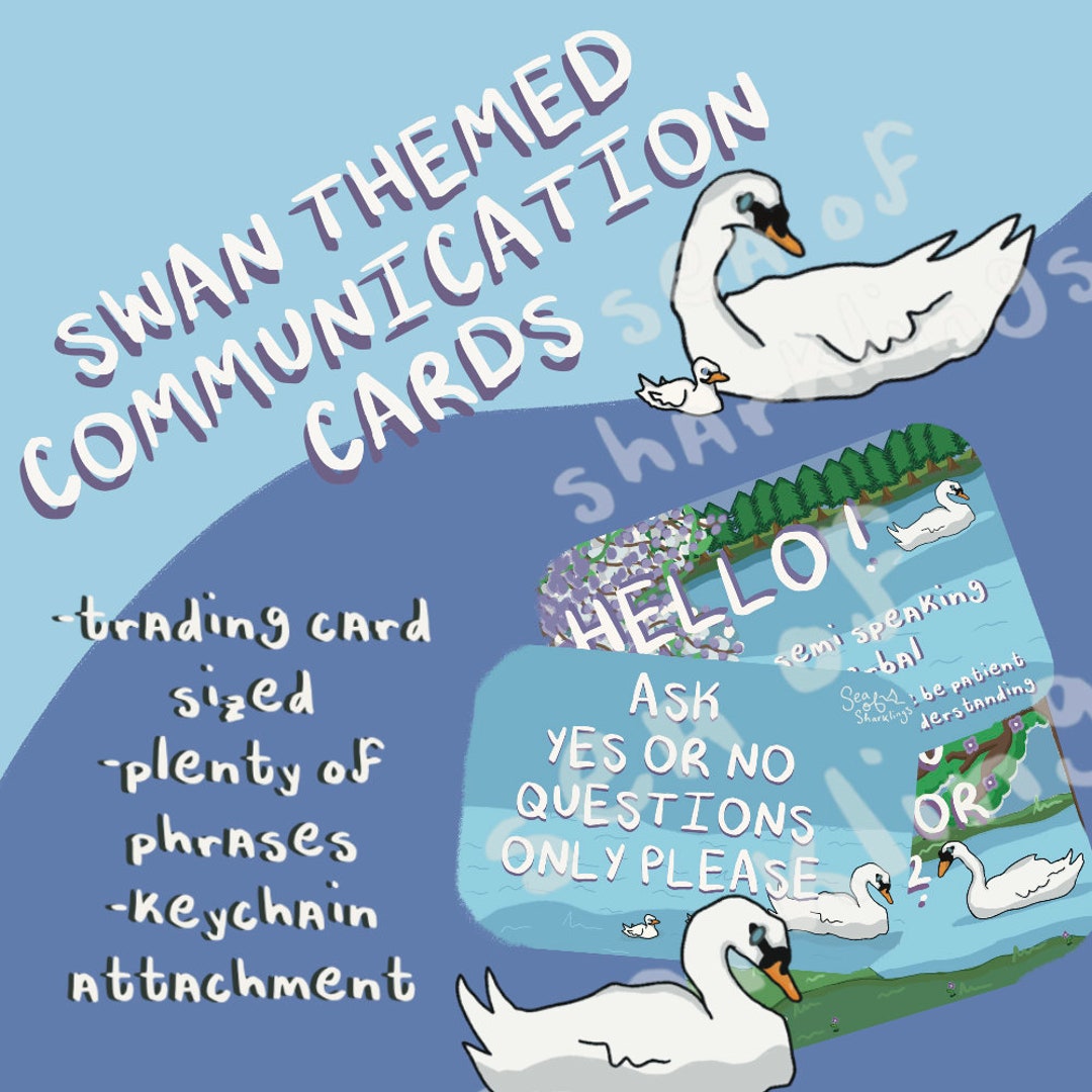 Swan Themed Communication Cards Keychain | Non Speaking, Non Verbal ...
