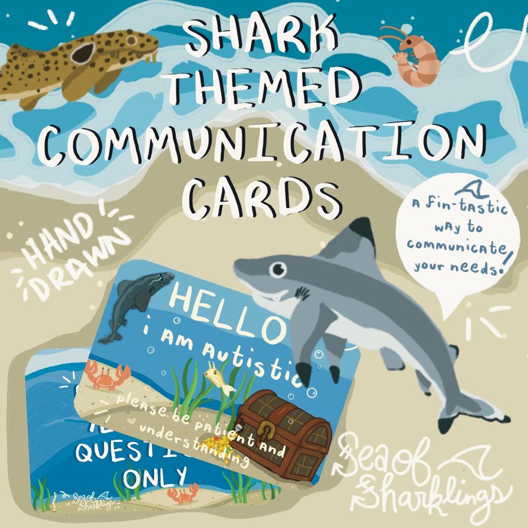 Shark Communication Cards Keychain |autism, Nonverbal / Speaking AAC ...