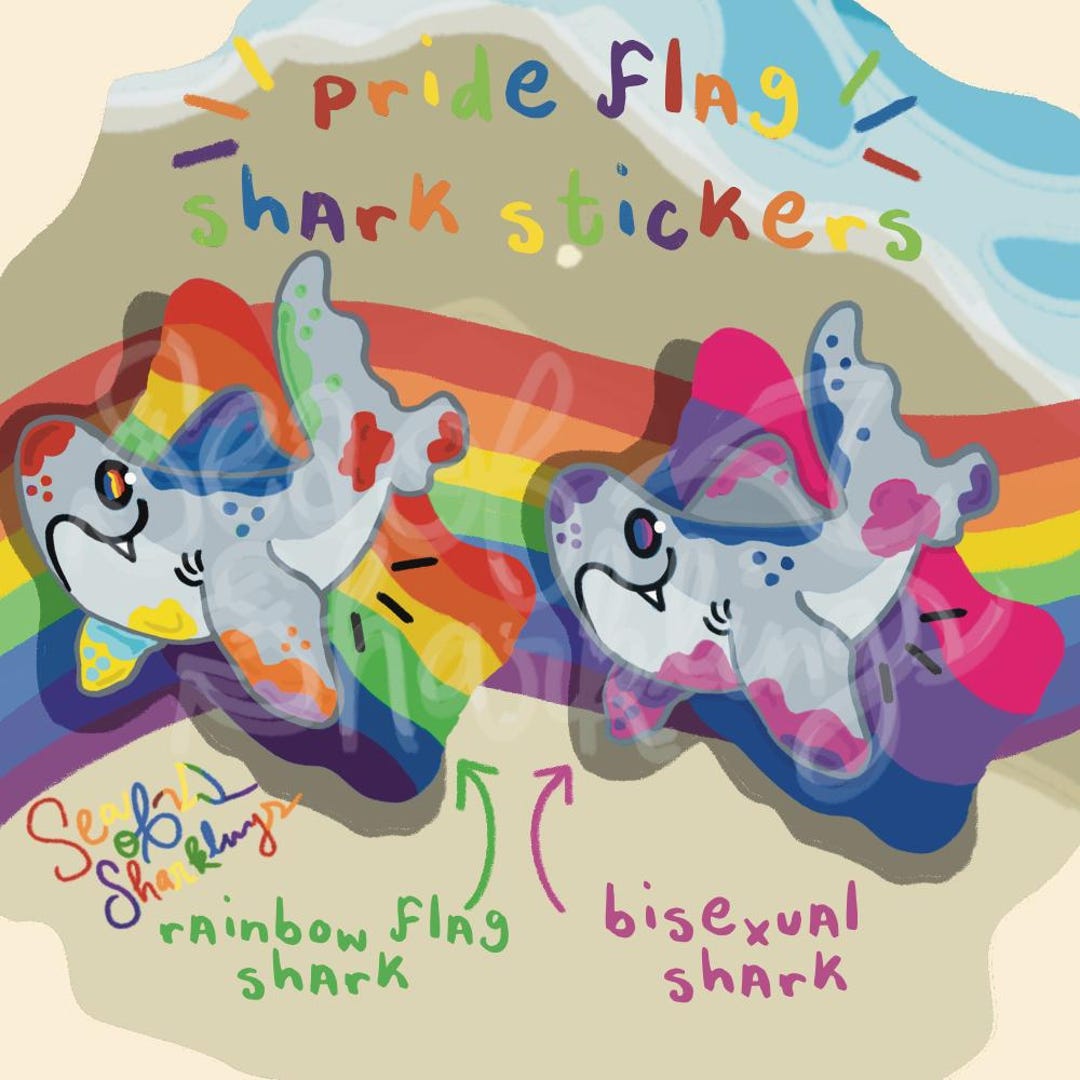 Shark Pride Flag Sticker | LGBTQ+ Decal, Laptop Decoration - Etsy