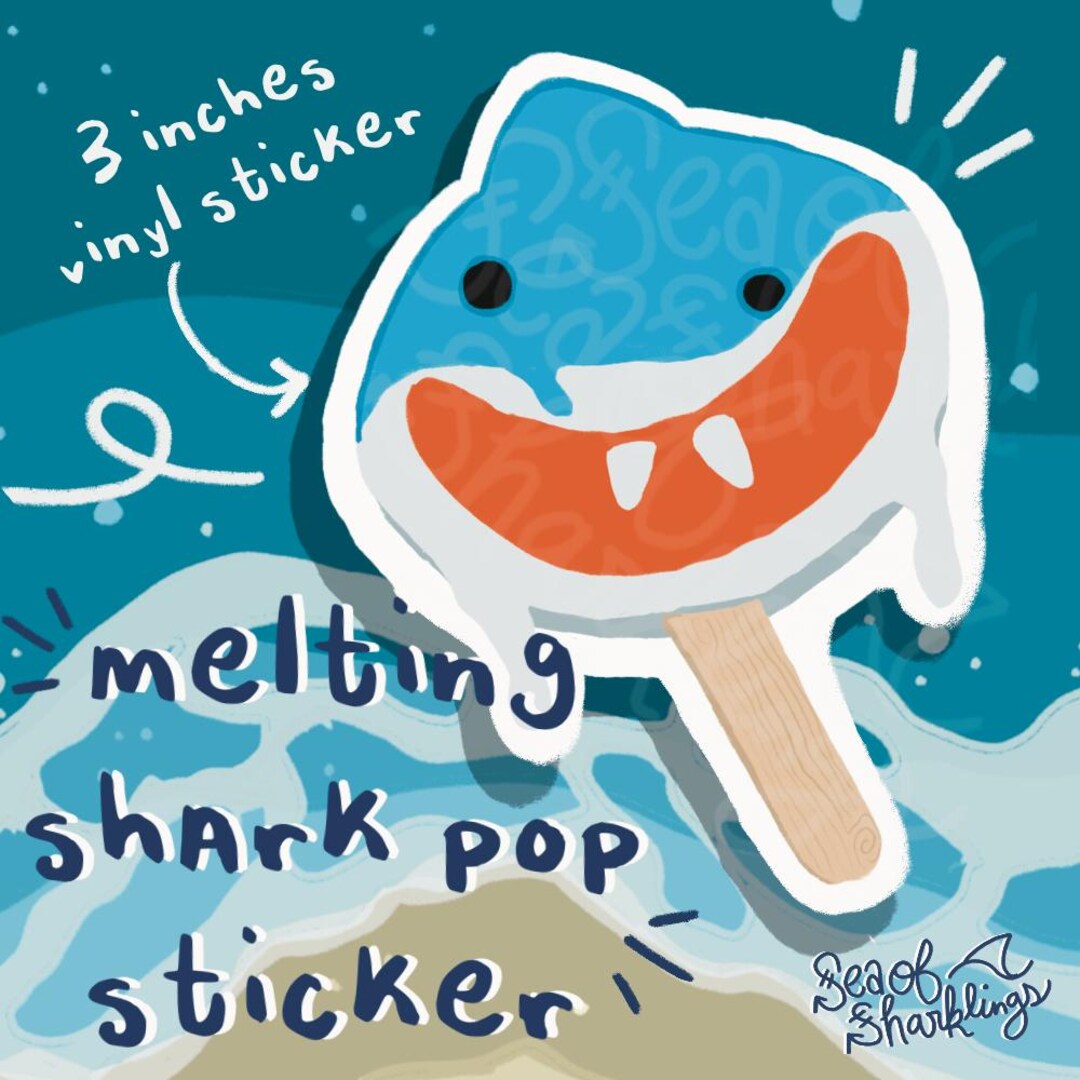 Shark Melting Popsicle Sticker | Waterproof Ocean Animal Laptop Decal ...