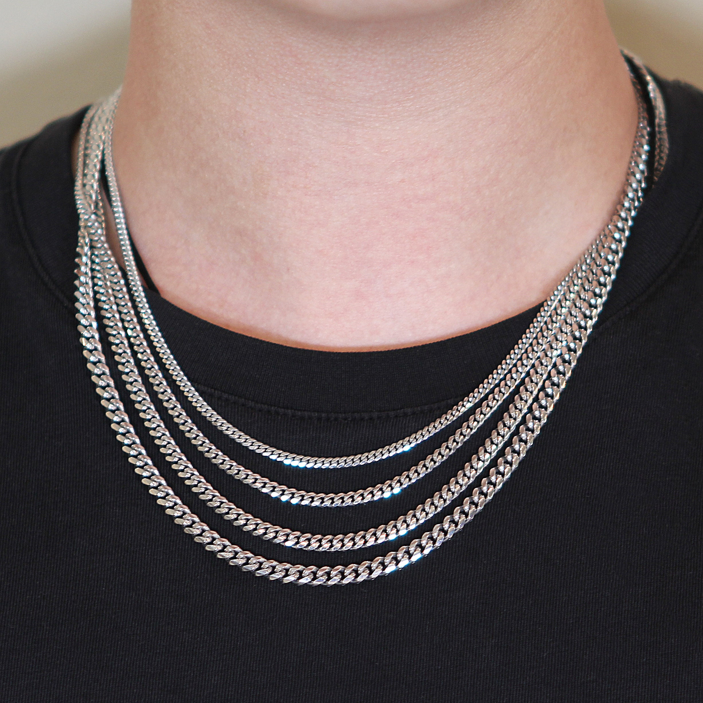 Silver Miami Cuban Chain Necklace - 925 Sterling Silver - Available in ...