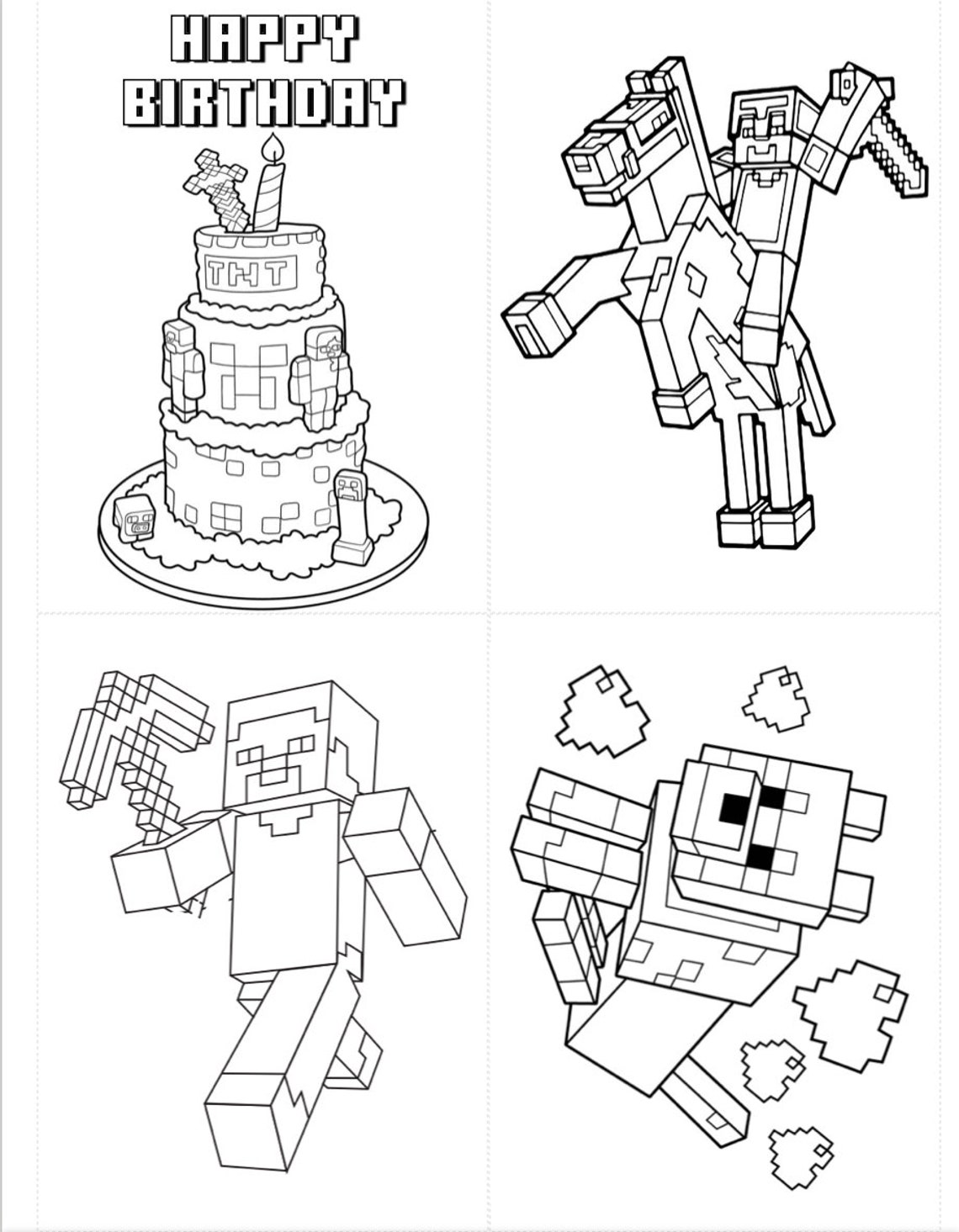 Personalized Minecraft Birthday Printable Mini Coloring Pages Birthday ...