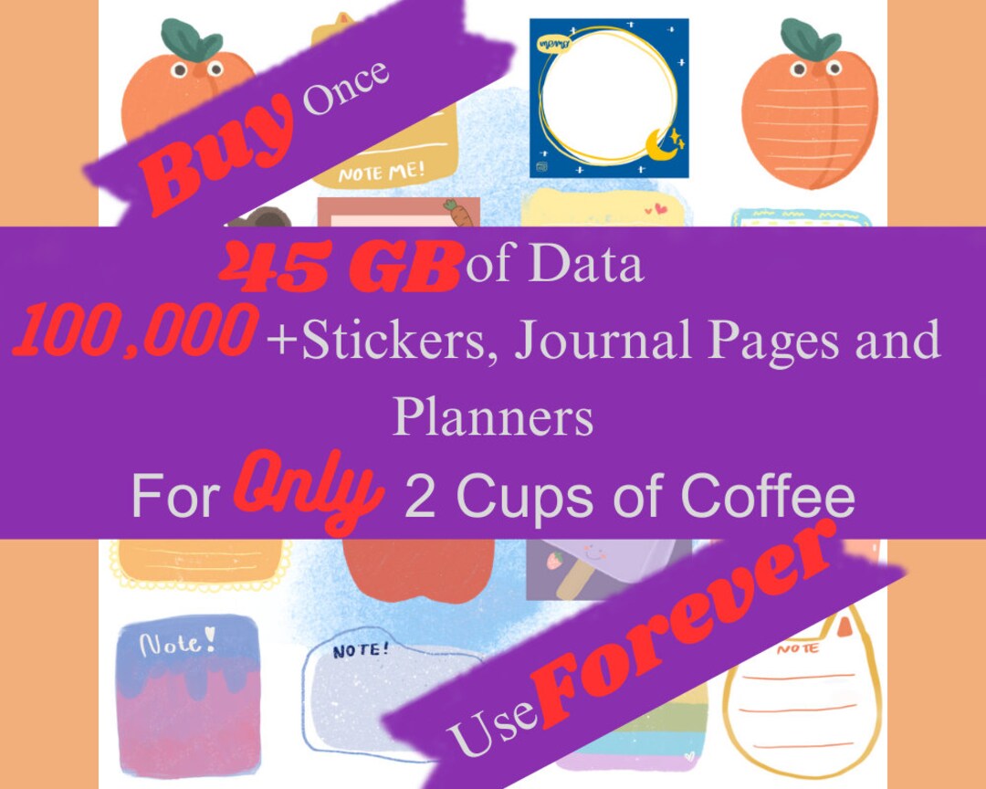 Png Digita Stickers Package Printable Journal Books Bullet Journals