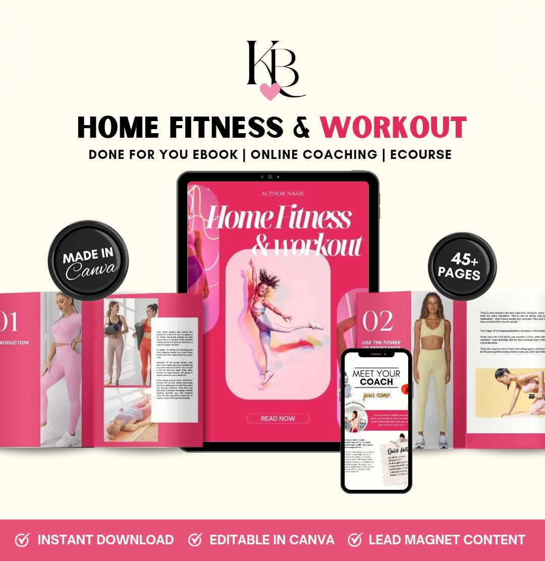 Home Fitness & Workout Ebook, Exercise for Beginner, PLR Ebook, Lead ...