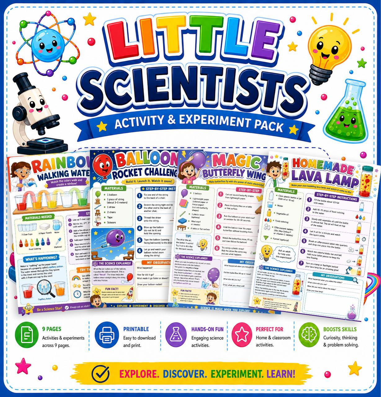 Kids Science Experiment Pack Printable | 10 Fun STEM Activities for ...