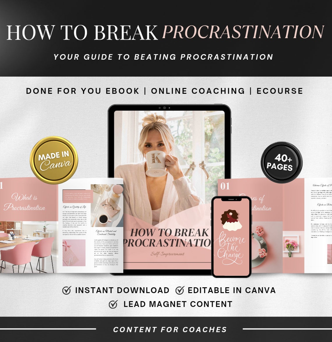 How to Break Procrastination Ebook, Overcome Procrastination PLR, Productive Yourself, Lead ...