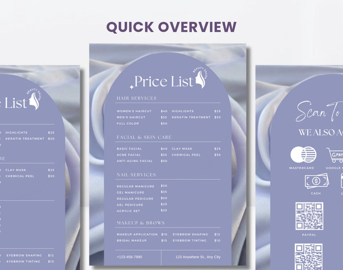 Price List for Beauty Salon, Facial Price, Hair Cut Price, Digital ...