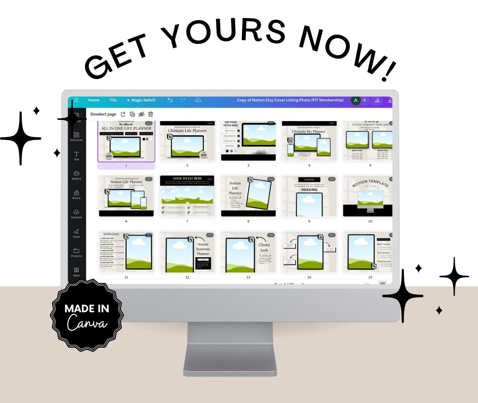 Notion Templates Mockup 20+ | Editable Canva Templates | Etsy Listing ...