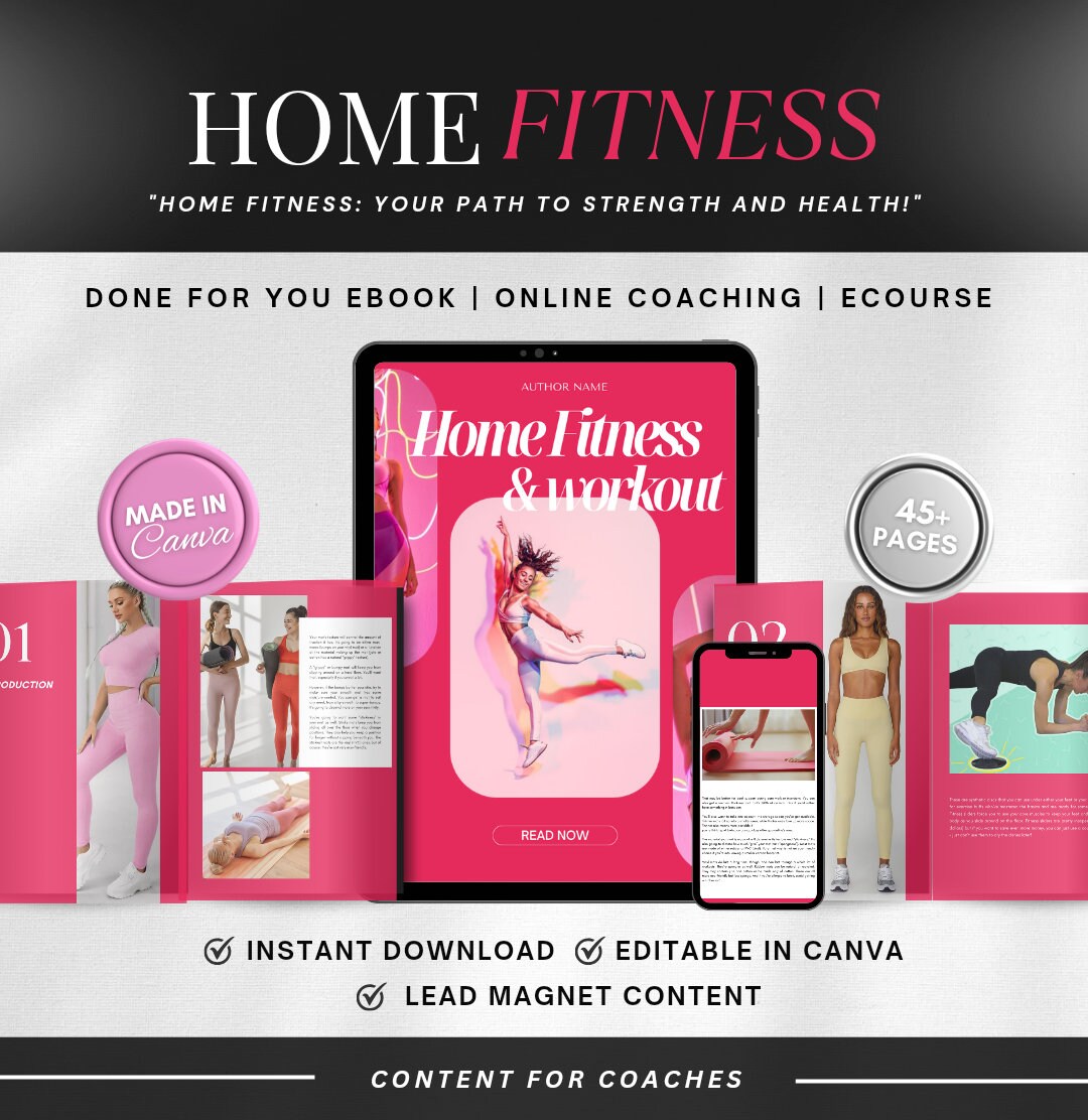 Home Fitness & Workout Ebook, Exercise for Beginner, PLR Ebook, Lead ...