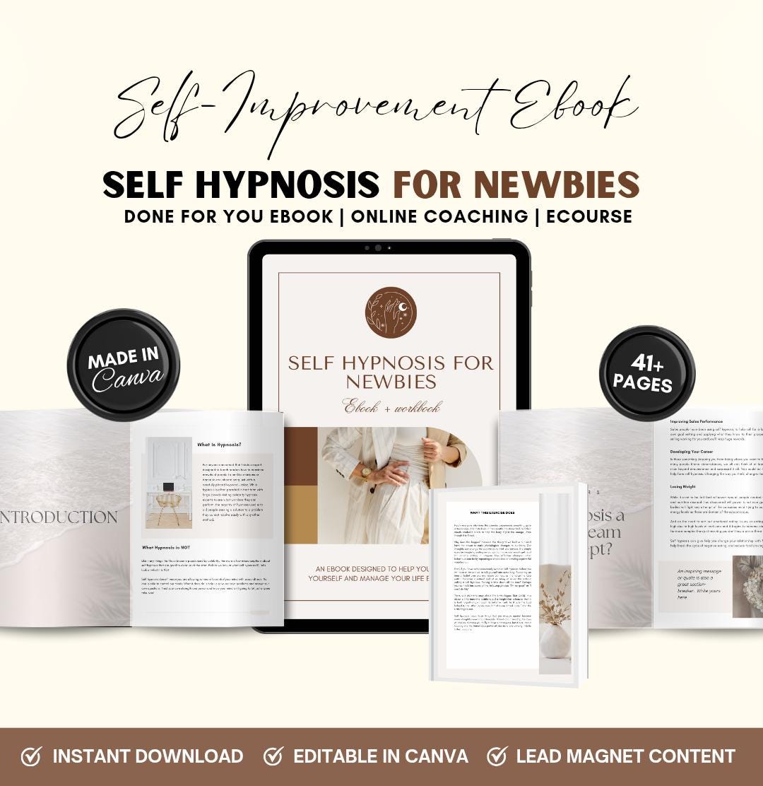 Self Hypnosis for Newbies Ebook, Done for You, Lead Magnet, Course ...