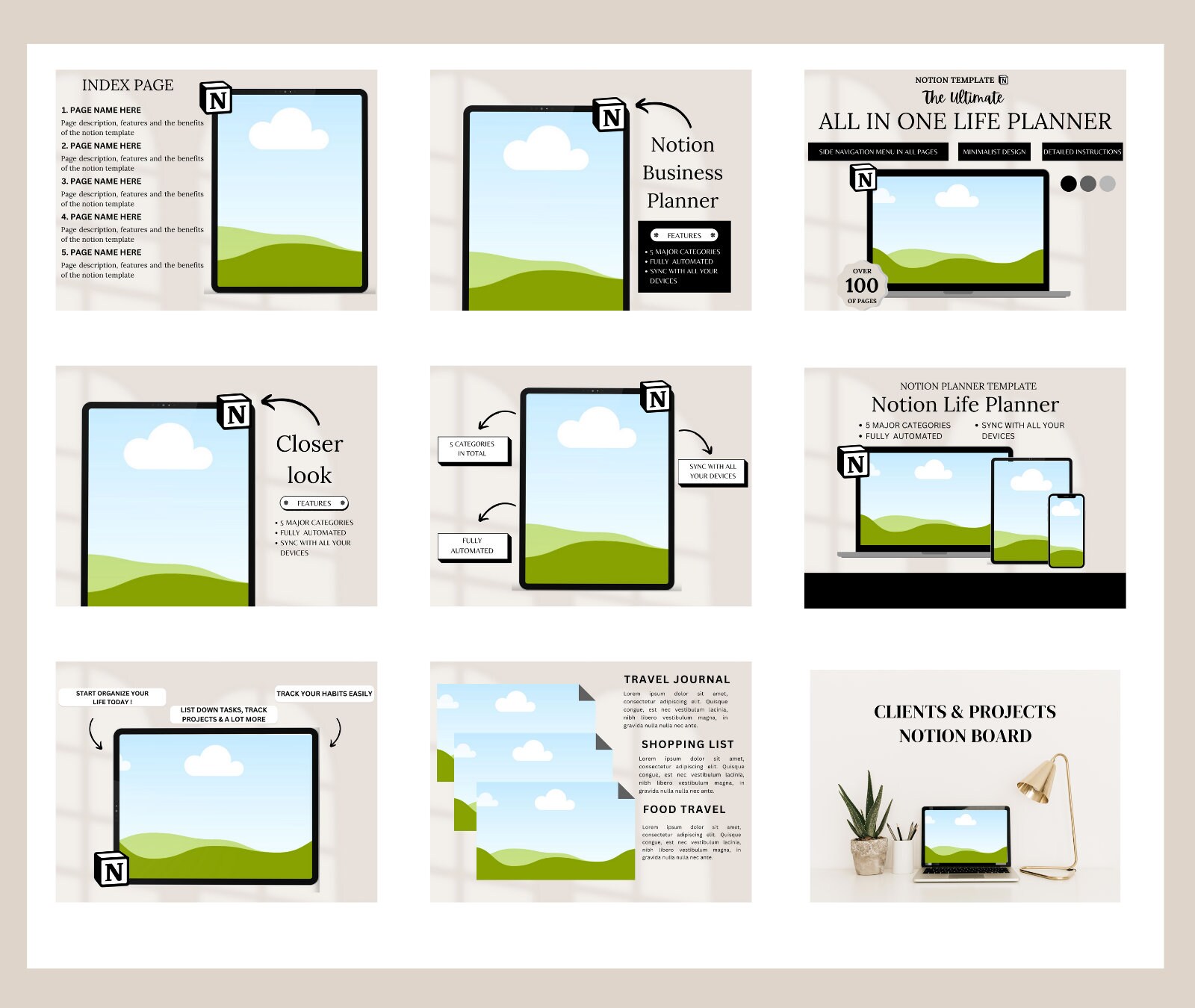 Notion Templates Mockup 20+ | Editable Canva Templates | Etsy Listing ...