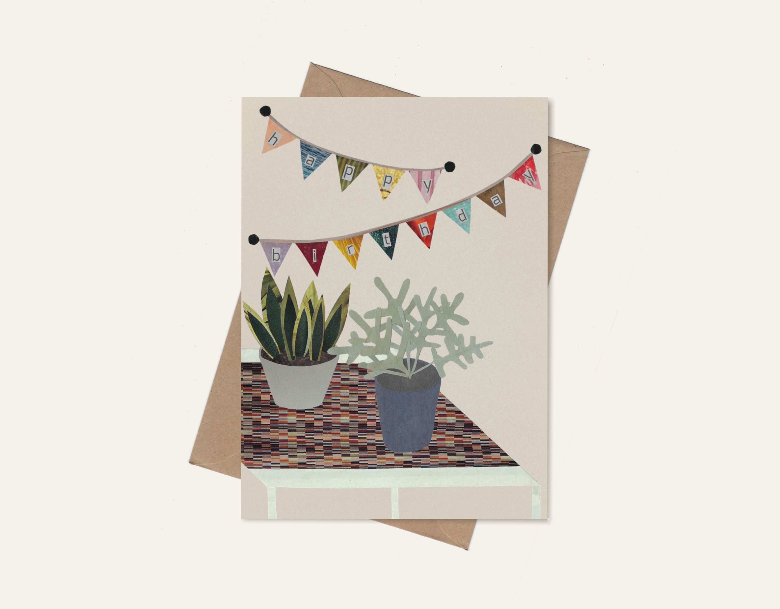 Printable Digital Download Birthday Card Collage Plants Bunting, 5”x7 ...