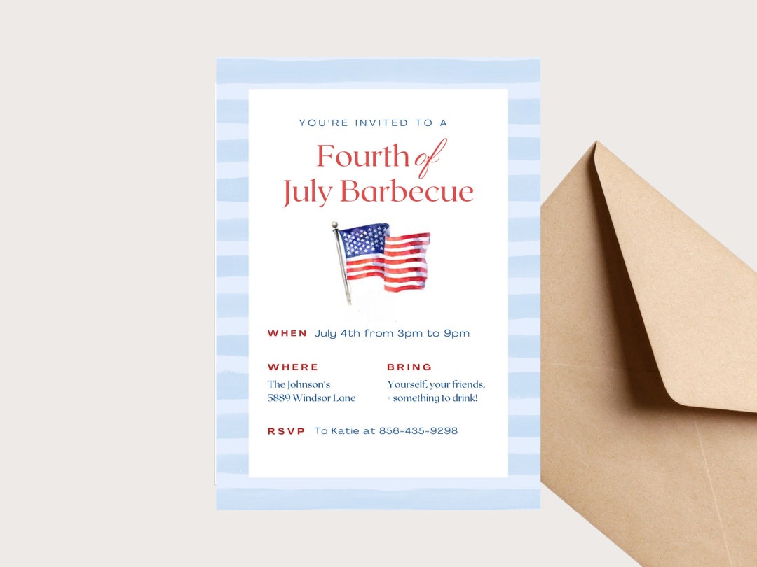 4th of July Party Invitation | 4th of July Editable Invitation ...