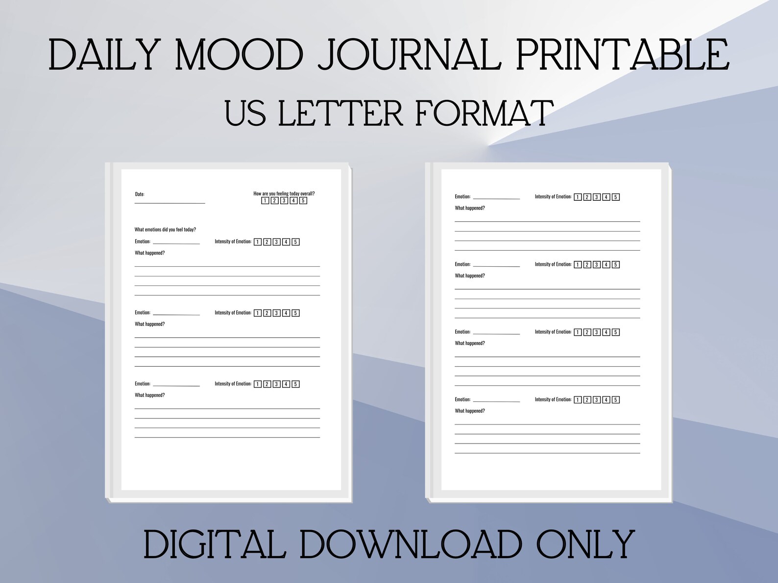 Daily Mood Journal Printable, Digital Emotion Tracker, Daily Mood ...