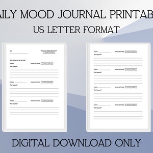 Daily Mood Journal Printable, Digital Emotion Tracker, Daily Mood ...