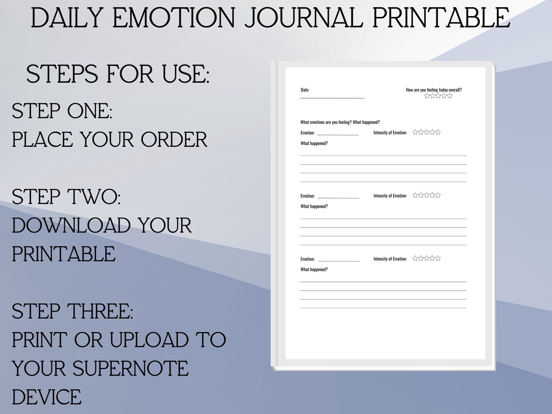 Daily Mood Journal Printable, Digital Emotion Tracker, Daily Mood ...
