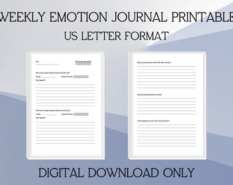 Daily Mood Journal Printable, Digital Emotion Tracker, Daily Mood ...