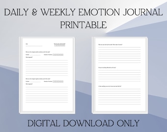 Daily Mood Journal Printable, Digital Emotion Tracker, Daily Mood ...