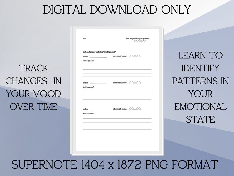 Daily Mood Journal Printable Digital Emotion Tracker Daily - Etsy