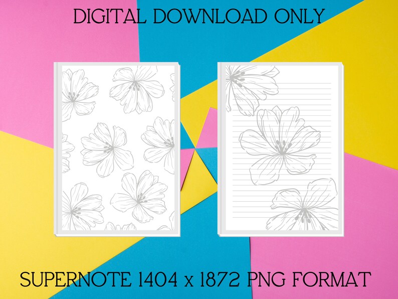 Flower Journal Printable, Digital Stationery Paper, Lined Paper ...
