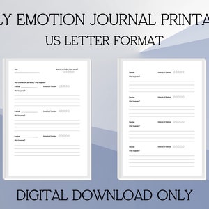 Daily Mood Journal Printable, Digital Emotion Tracker, Daily Mood ...