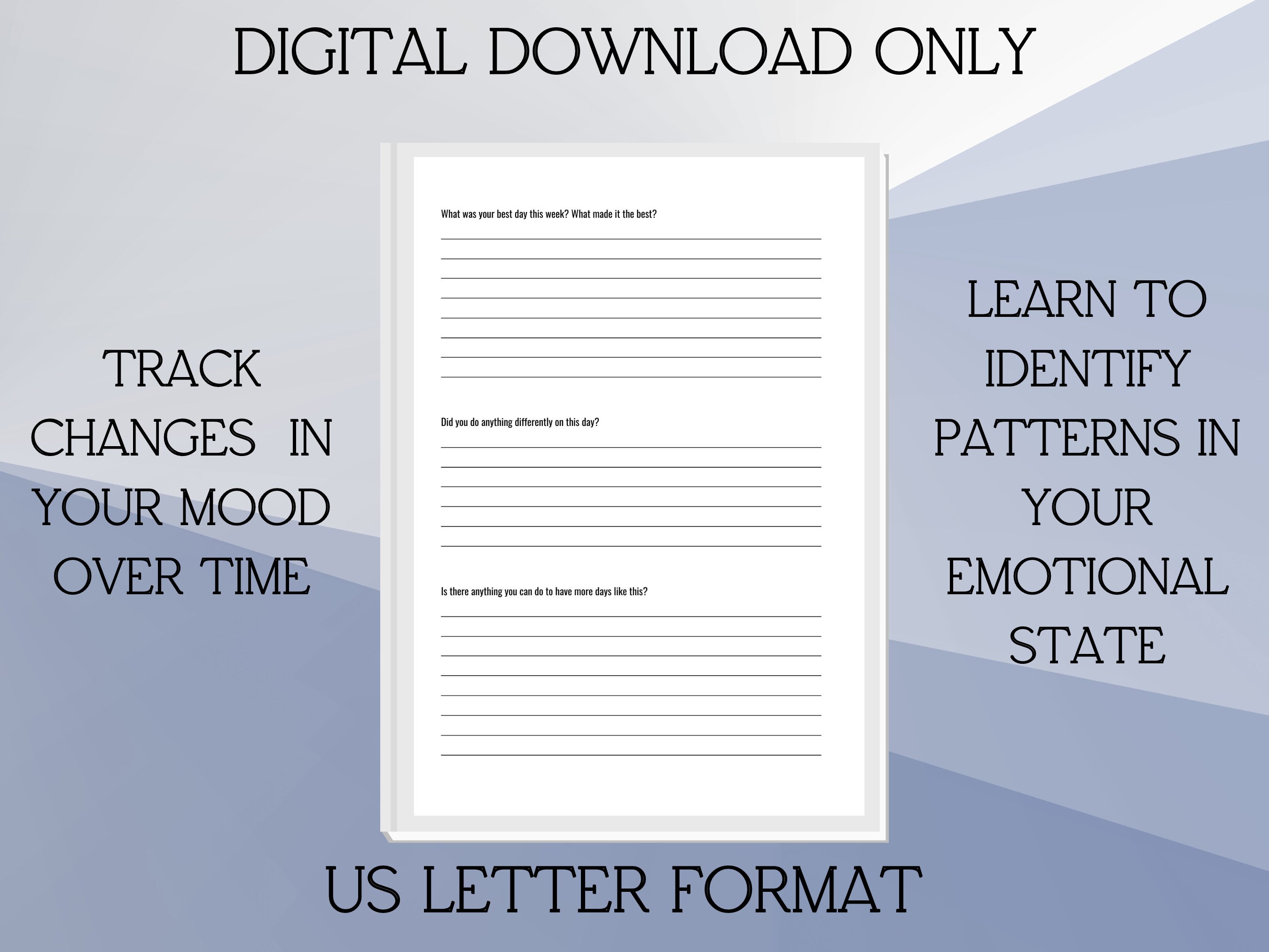 Weekly Mood Journal Printable, Digital Emotion Tracker, Weekly Mood ...