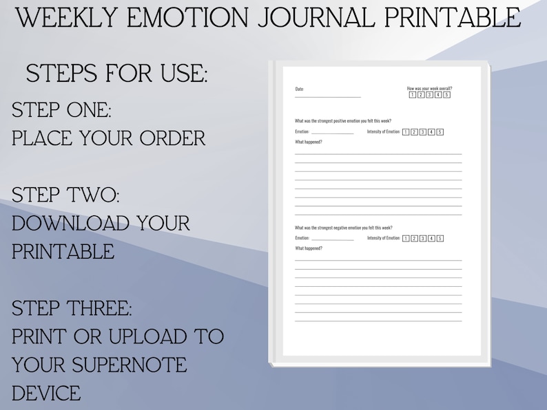 Weekly Mood Journal Printable, Digital Emotion Tracker, Weekly Mood ...