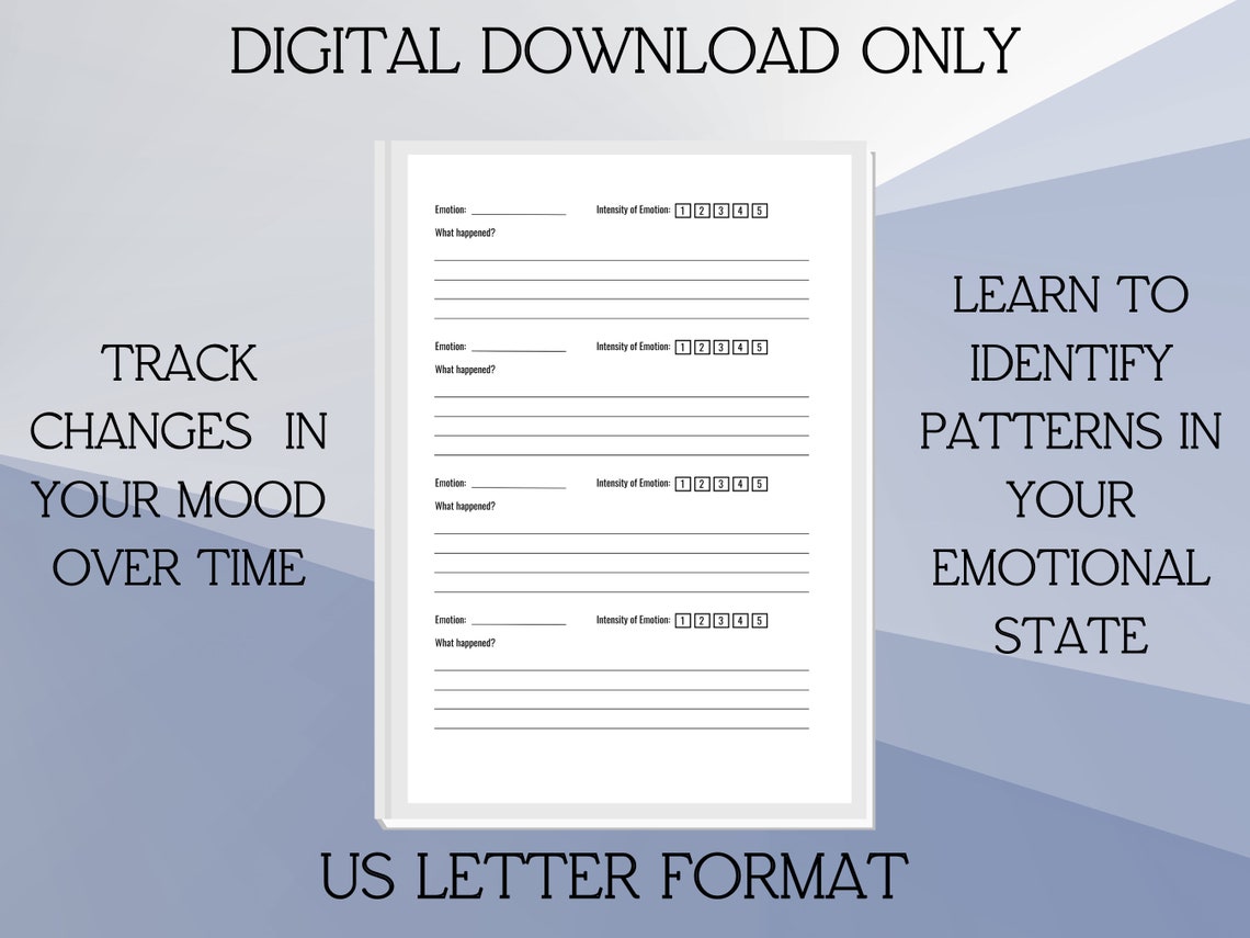 Daily Mood Journal Printable, Digital Emotion Tracker, Daily Mood ...