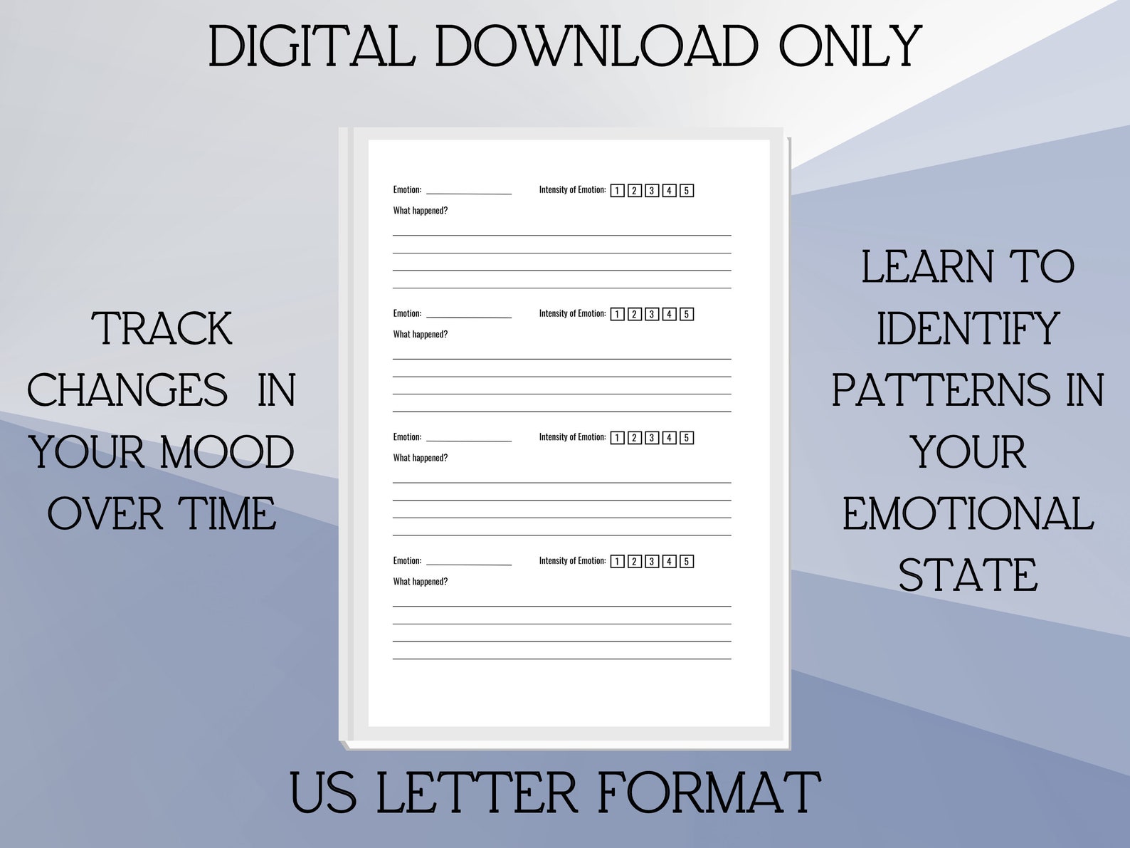 Daily Mood Journal Printable, Digital Emotion Tracker, Daily Mood ...
