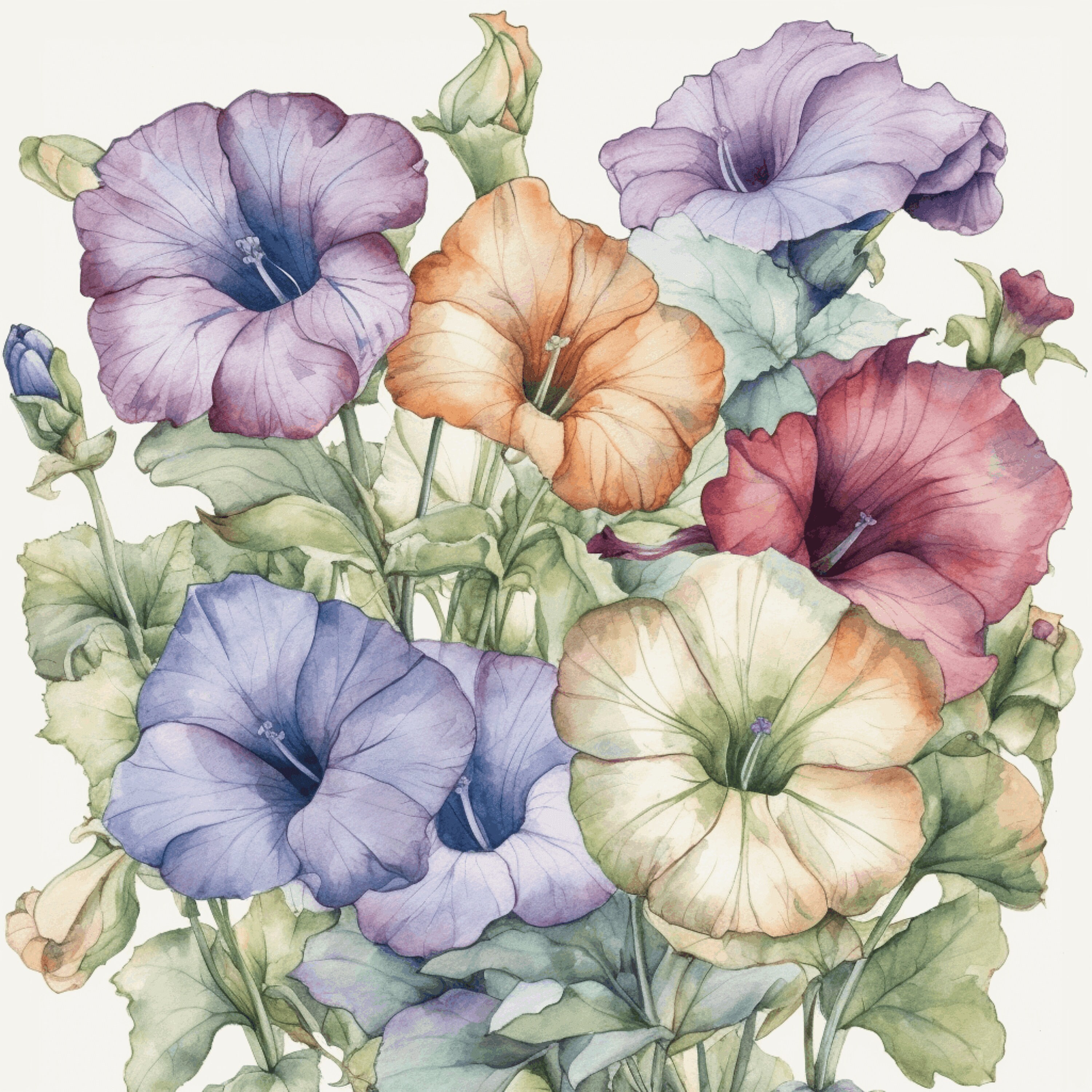 Digital Petunia Flower Art: Printable Clipart Flower SVG Design Petunia ...