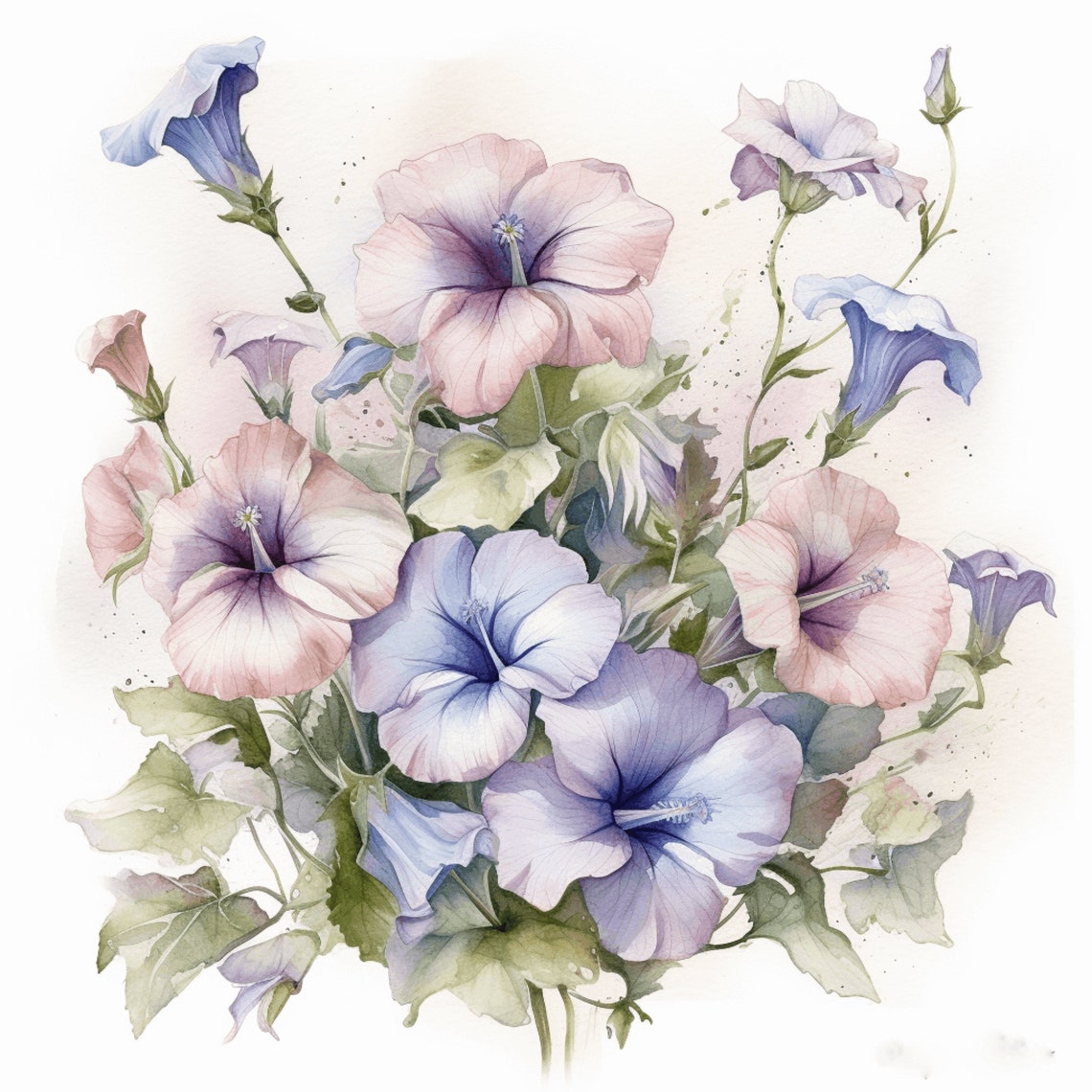 Digital Petunia Flower Art: Printable Clipart Flower SVG Design Petunia ...