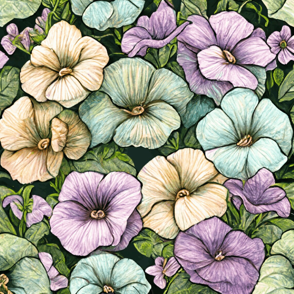 Digital Petunia Flower Art: Printable Clipart Flower SVG Design Petunia ...