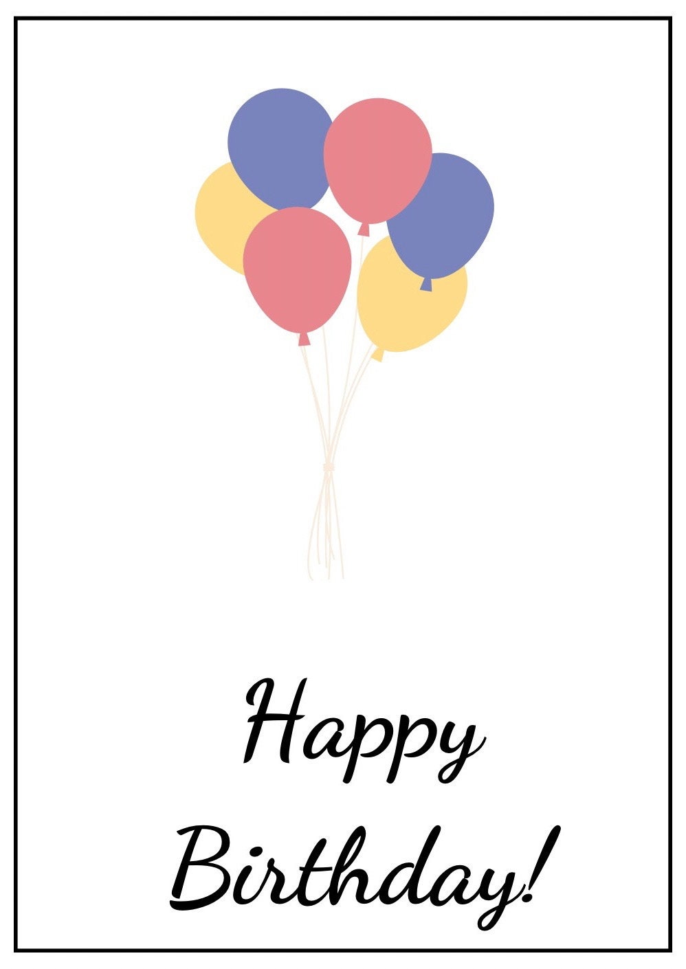 Printable Birthday Card | 'happy Birthday' Message | Digital Download ...