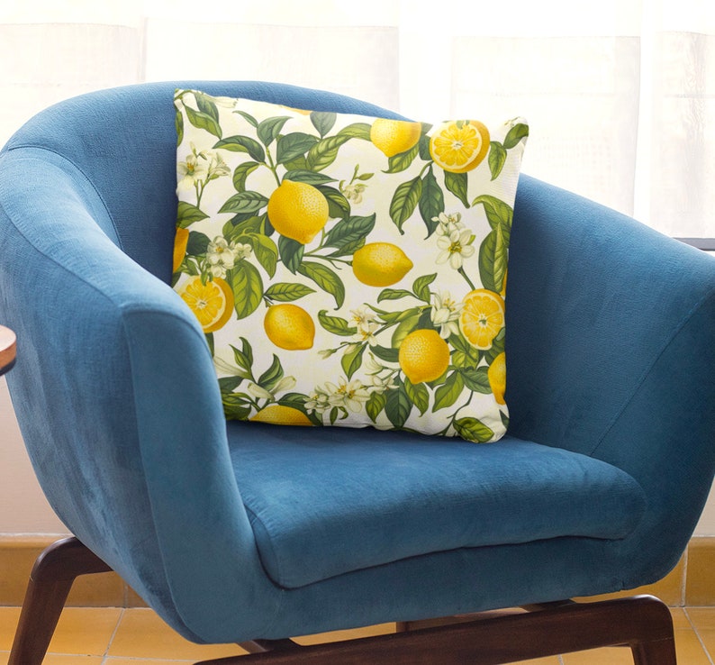 Lemon Throw Pillow: William Morris Inspired Floral Accent Pillow - Etsy