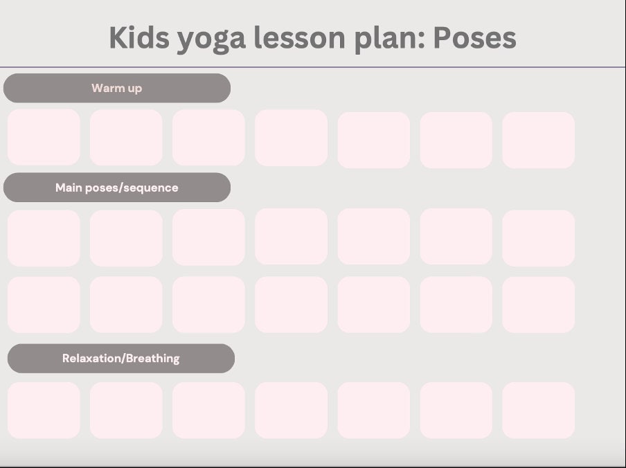 Kids Yoga Lesson Plan Template - Etsy