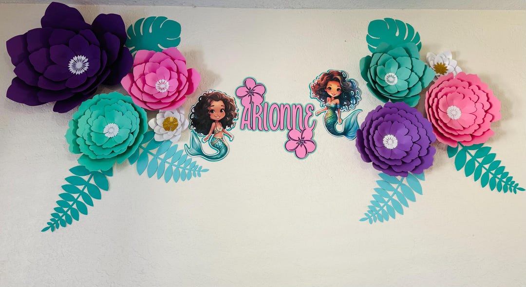 17 Piece Mermaid Paper Flower Room Decor - Etsy