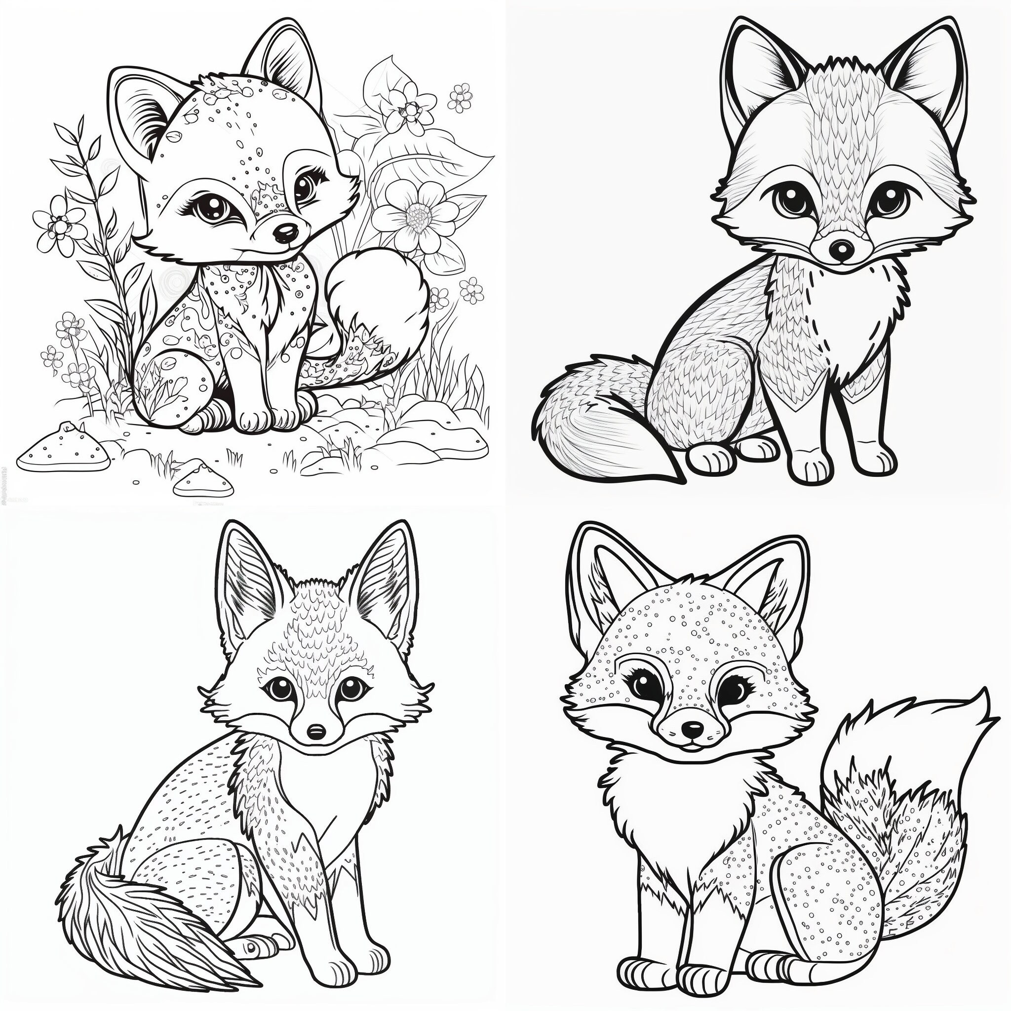 Fox Collection 50 Page Coloring Pages Printable Variety Coloring Pages ...