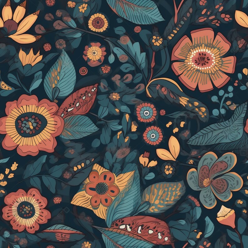 Boho Chic Clipart Boho Digital Paper Boho Floral Digital - Etsy