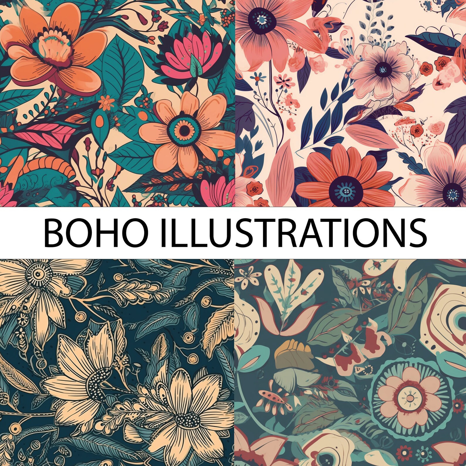 80 Piece MEGA Bundle Boho Chic Clipart Boho Digital Paper - Etsy