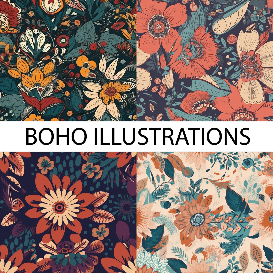 80 Piece MEGA Bundle Boho Chic Clipart Boho Digital Paper - Etsy