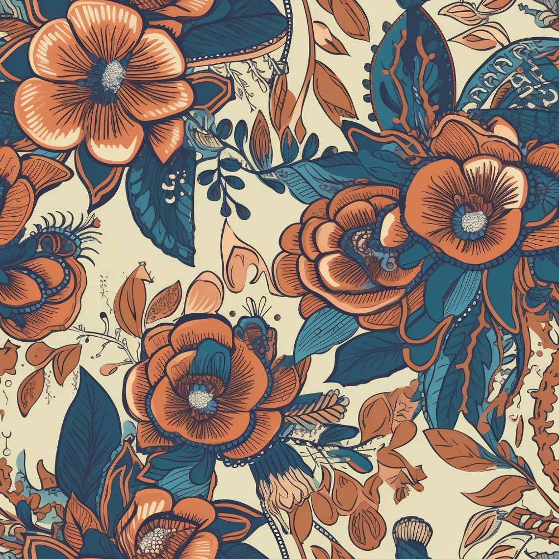 Boho Chic Clipart Boho Digital Paper Boho Floral Digital - Etsy