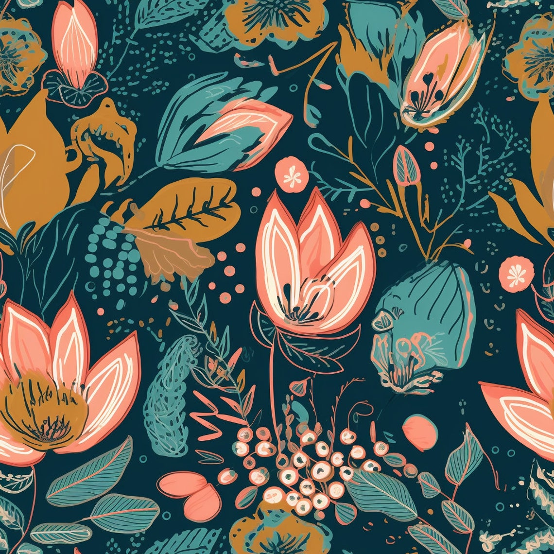 Boho Chic Clipart Boho Digital Paper Boho Floral Digital - Etsy